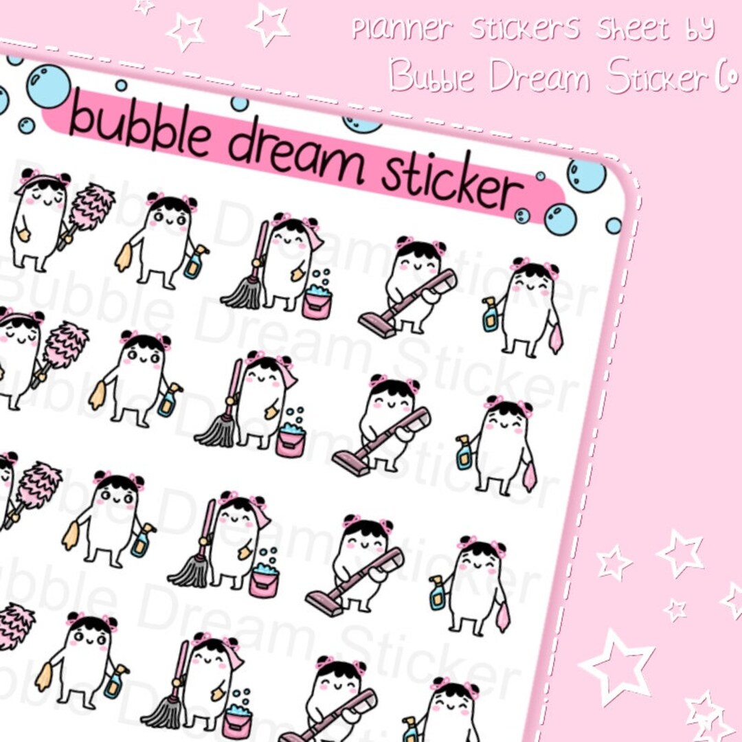 Cleaning Day Printable Planner Sticker, House Clean Sticker, Household ...