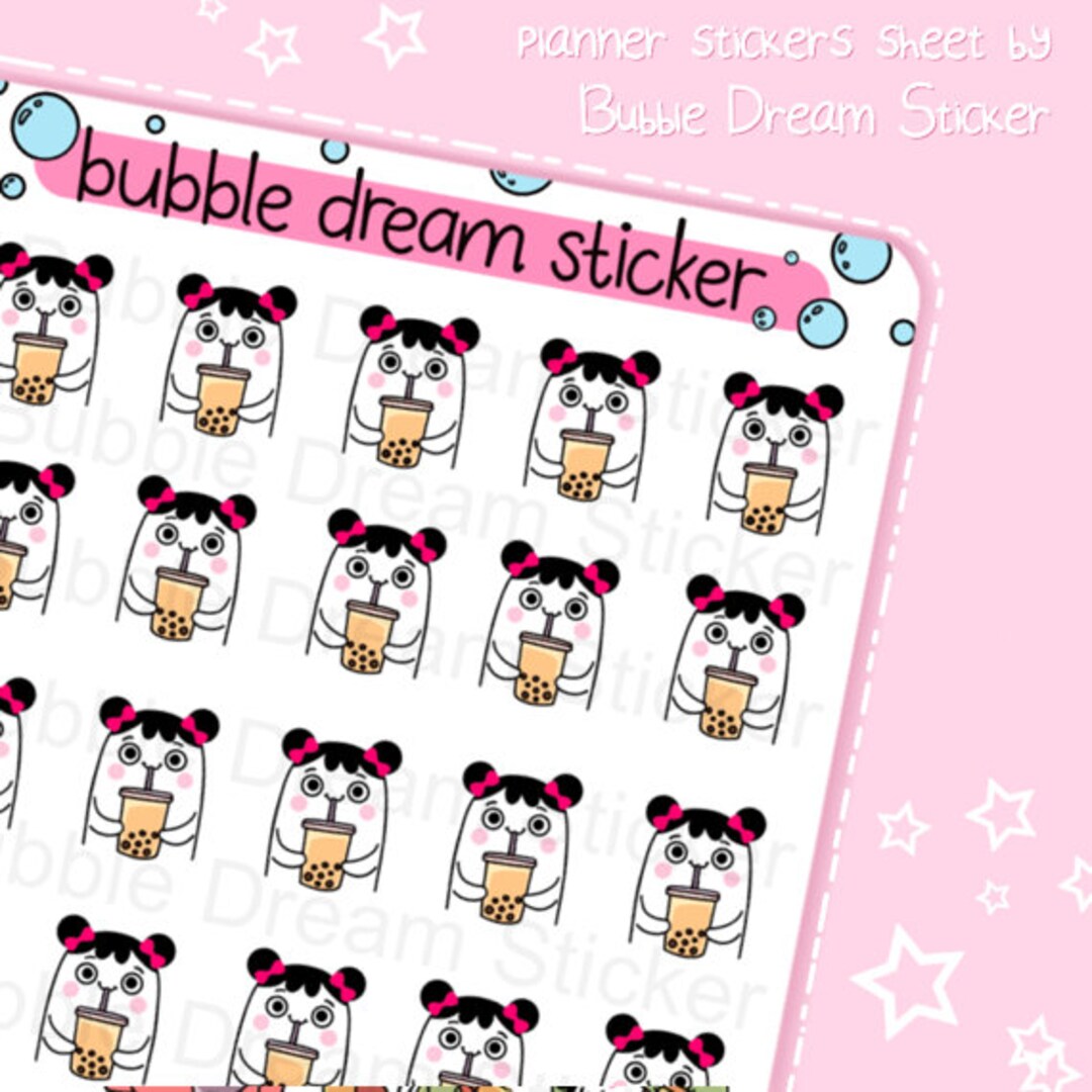 Boba Tea Stickers, PRINTABLE STICKERS, Bubble Tea, Kawaii Planner ...