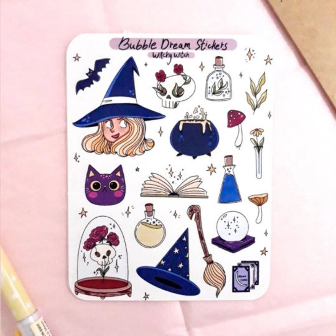Witch Sticker Sheet, Witches MAGIC Stickers Bullet Journal Stickers ...