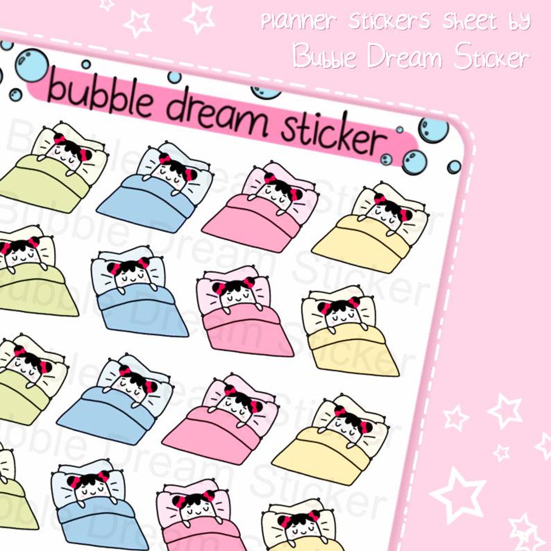 Nap Time Kawaii Planner Sticker Sheet, Doodle Sleep Stickers, Sleeping ...