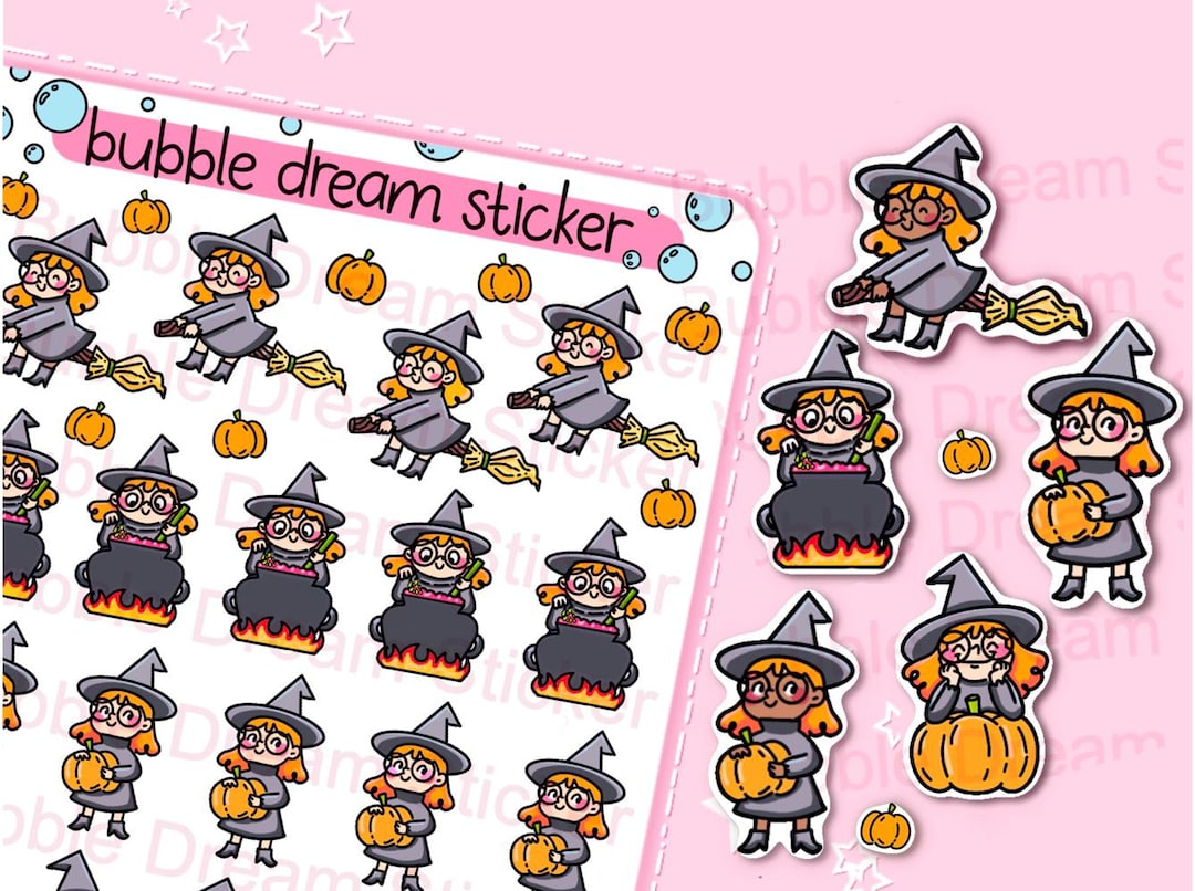Cute Witch Planner Stickers Sheet, Halloween Stickers, Witches Planner ...