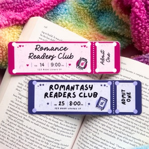 Romantasy and Romance Reader Ticket Bookmarks | Gift for Book Lovers ...