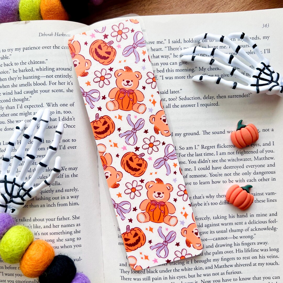 Scary Teddy Bear Bookmark | Gift for Book Lovers, Fall Time, Spooky ...