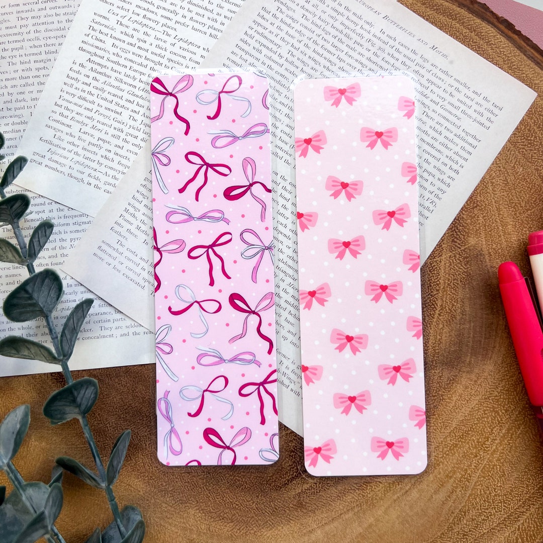 Pink Bows Bookmarks | Gift for Book Lovers, Reader Accessory, Cottage ...