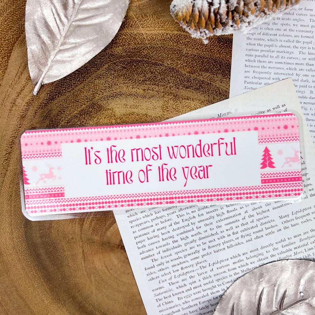Pink Christmas Bookmark, Gift for Book Lovers, Personalized Bookmark ...