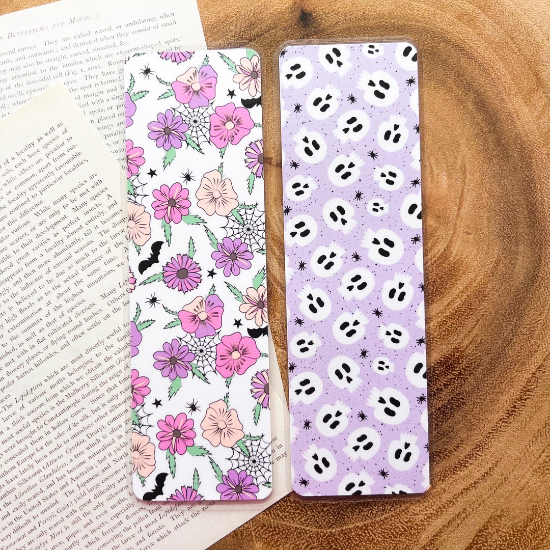 Halloween Bats Floral Pink Purple Bookmarks | Gift for Book Lovers ...