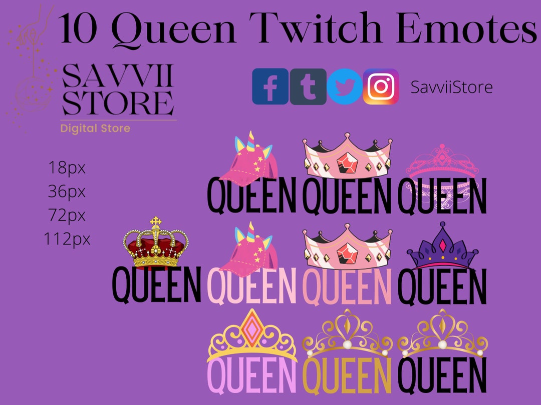 10 Queen Twitch Emotes, Text Twitch Emotes, Feminine Twitch Emotes ...