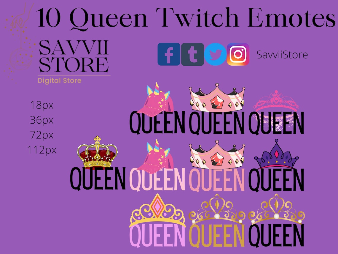 10 Queen Twitch Emotes, Text Twitch Emotes, Feminine Twitch Emotes ...