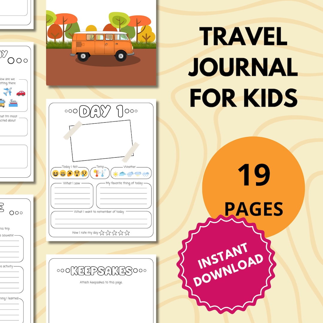 Kid's Travel Journal, Printable, Travel Journal for Kids, Summer Road ...