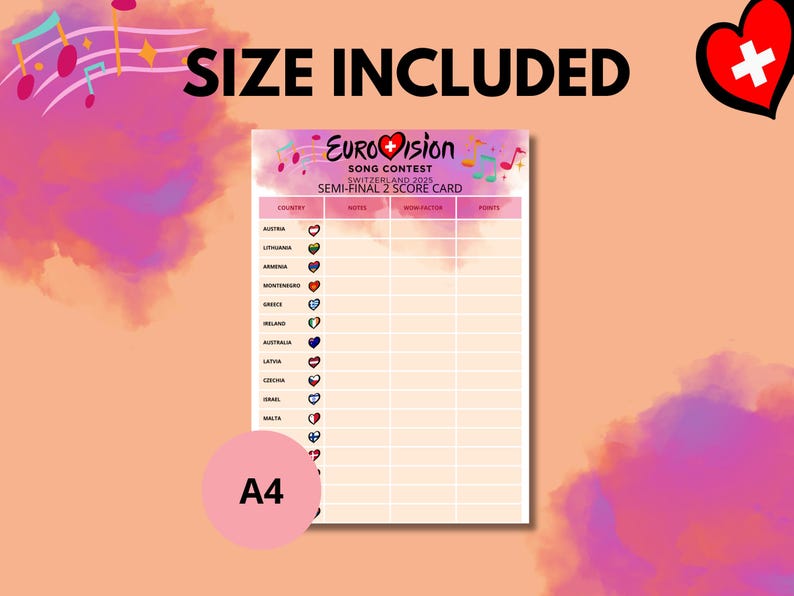 Eurovision 2025 Score Cards Semi-finals + Grand Final Eurovision 2025 ...