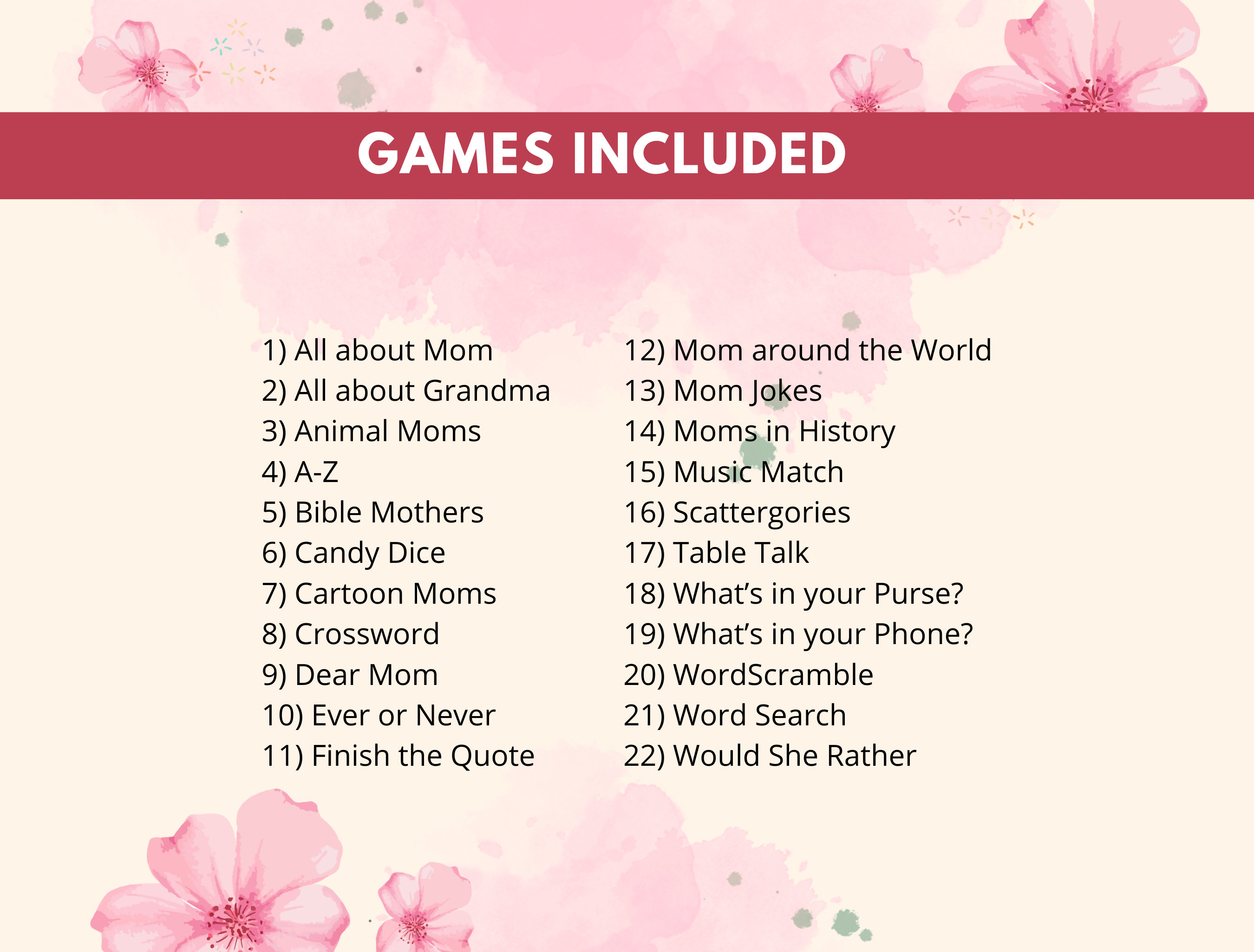 Mother's Day Brunch Games Bundle, Mothers Day Party Games, Mothers Day ...