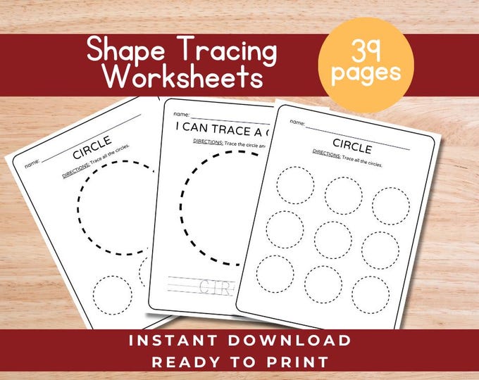 10 Printable Trace the Shape Worksheets, Preschool, Learning Shapes ...