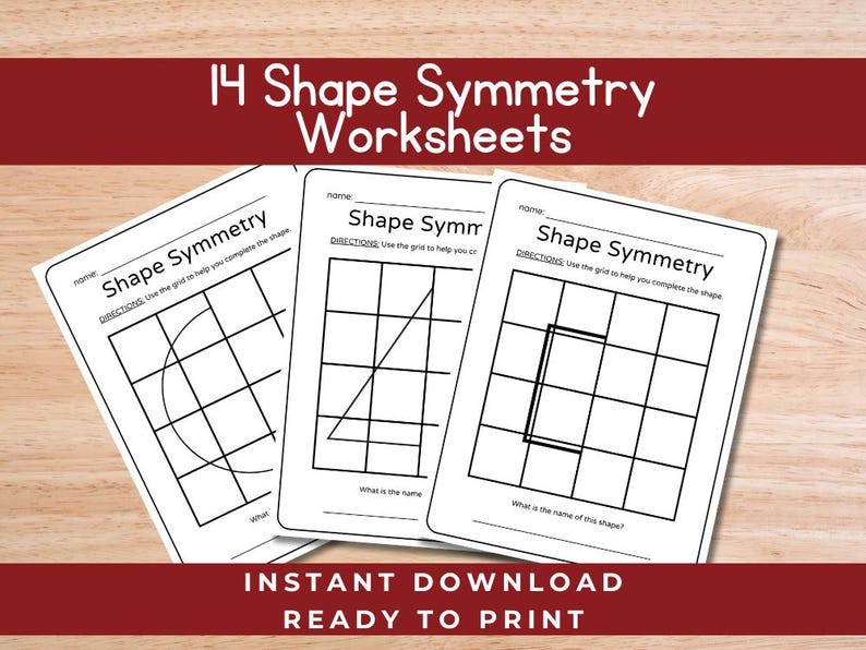 Printable Shape Symmetry Drawing Worksheets – 14 Pages for Kids to ...