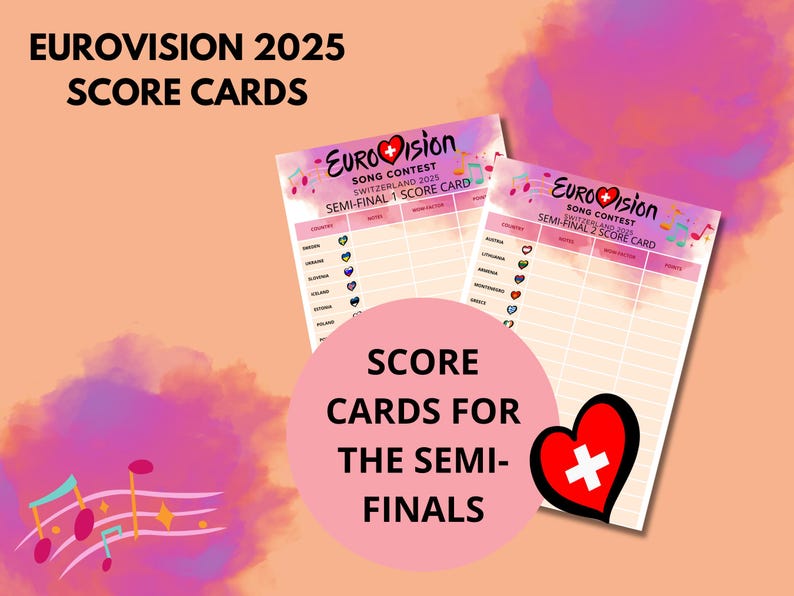 Eurovision 2025 Score Cards Semi-finals + Grand Final Eurovision 2025 ...