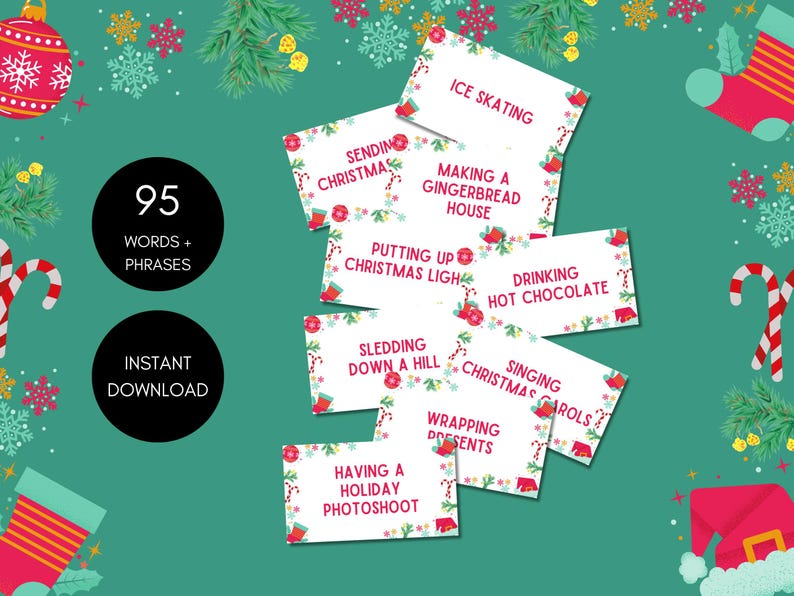 Christmas Charades Game, Printable, Christmas Game Idea, Party Game ...