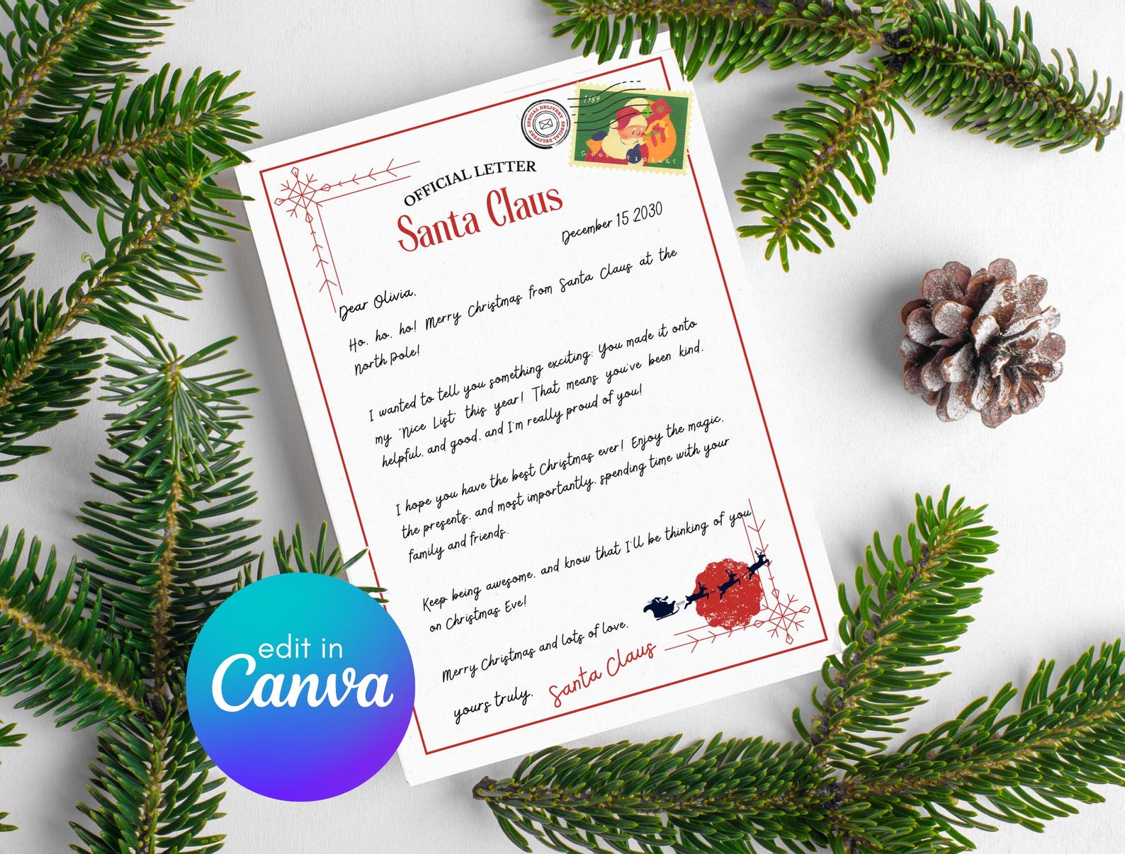 Editable Letter From Santa, Printable Letter From Santa, Printable ...