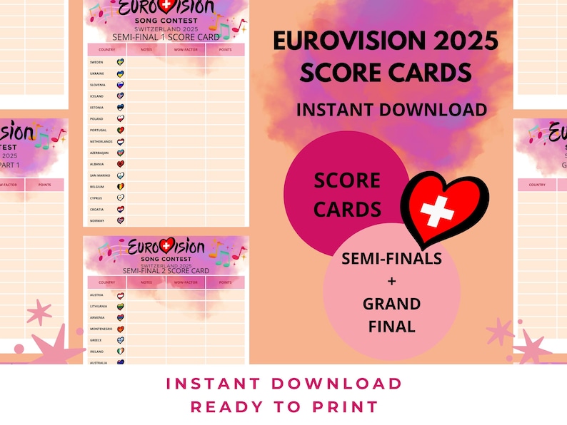 Eurovision 2025 Score Cards Semi-finals + Grand Final Eurovision 2025 ...
