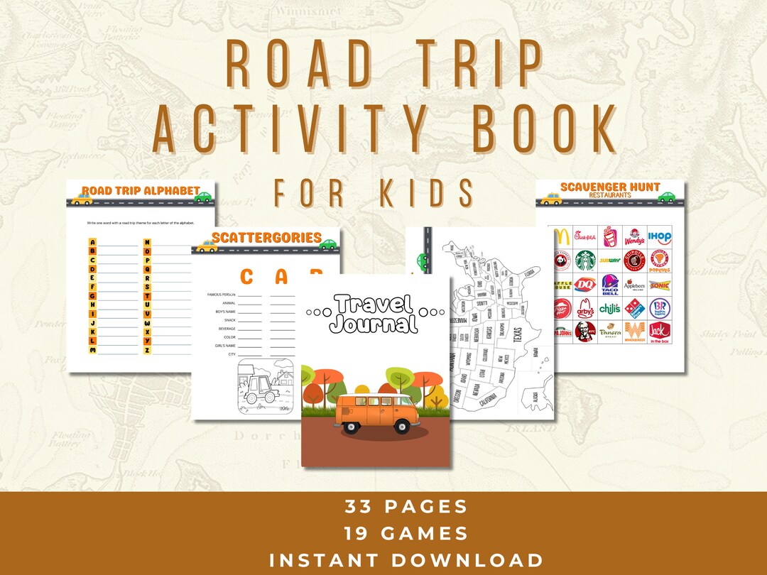 Kid's Road Trip Games Printable, Family Holiday Road Trip Games, Travel ...