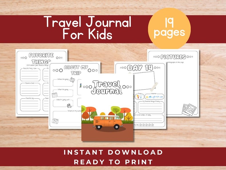 Kid's Travel Journal, Printable, Travel Journal for Kids, Summer Road ...
