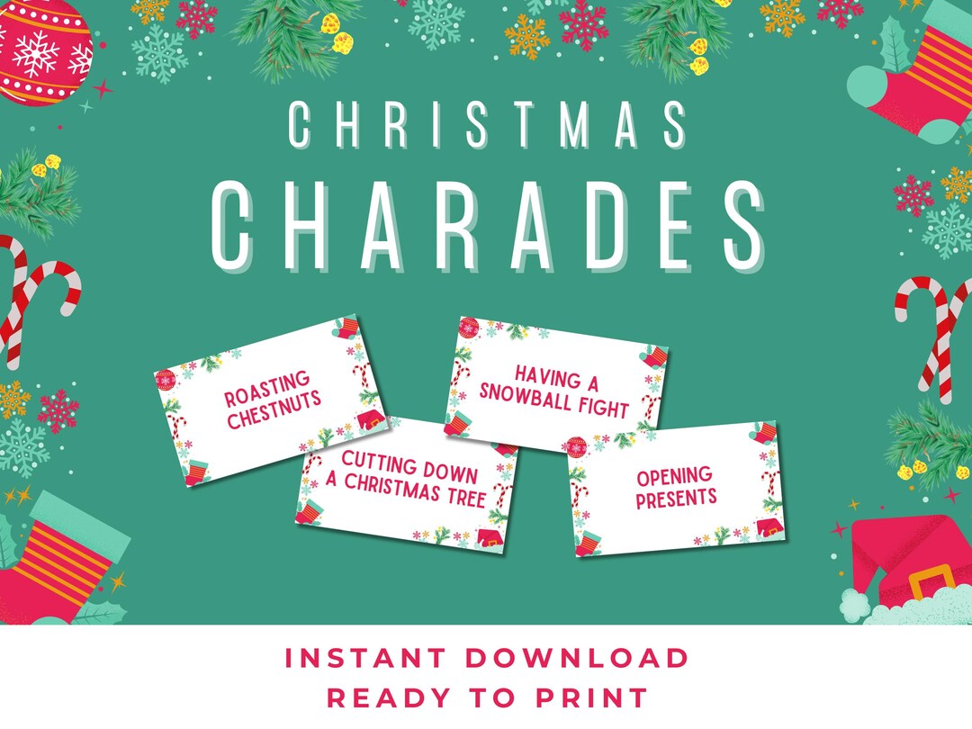Christmas Charades Game, Printable, Christmas Game Idea, Party Game ...