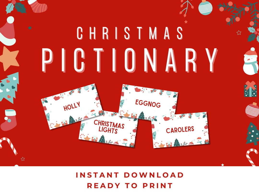 Christmas Pictionary Game, Printable, Christmas Game Idea, Party Game ...