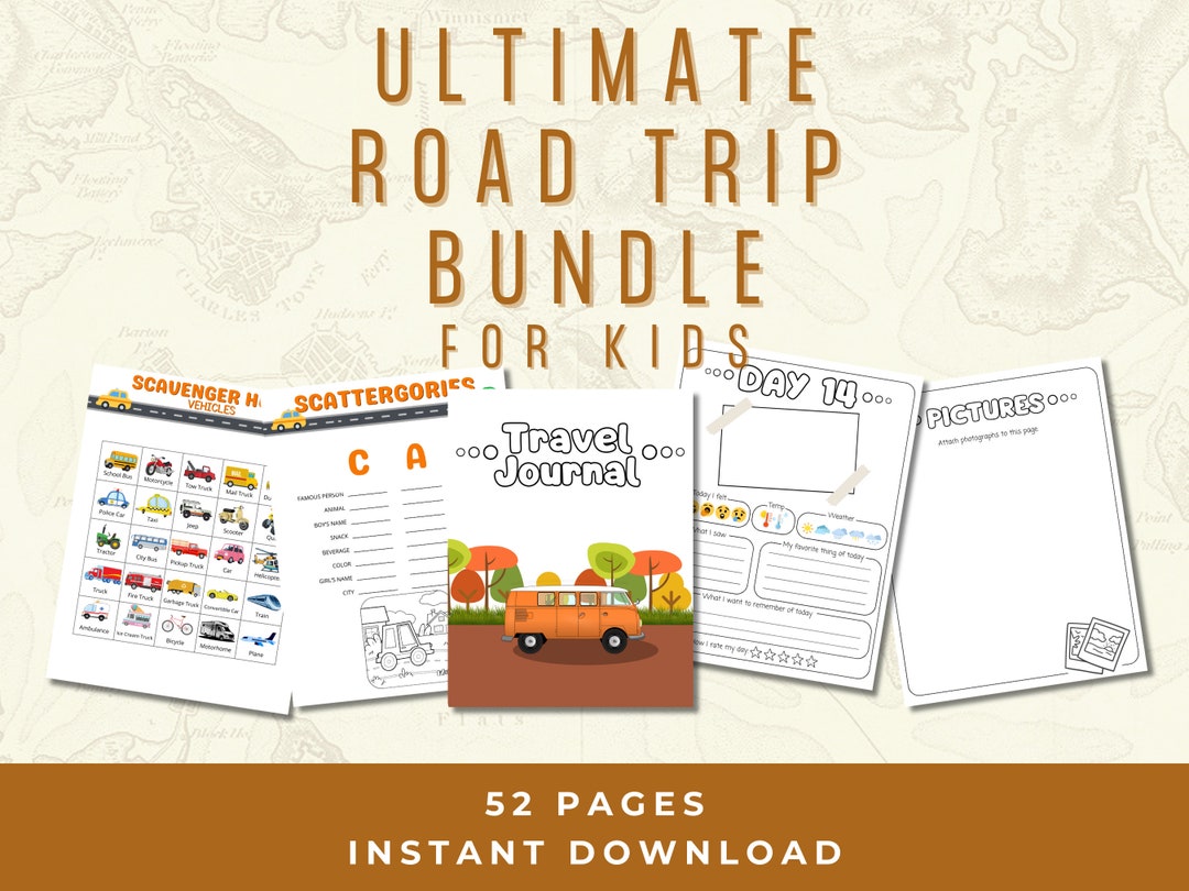Ultimate Kid's Road Trip Pack, Kids Car Games, Kids Travel Journal ...