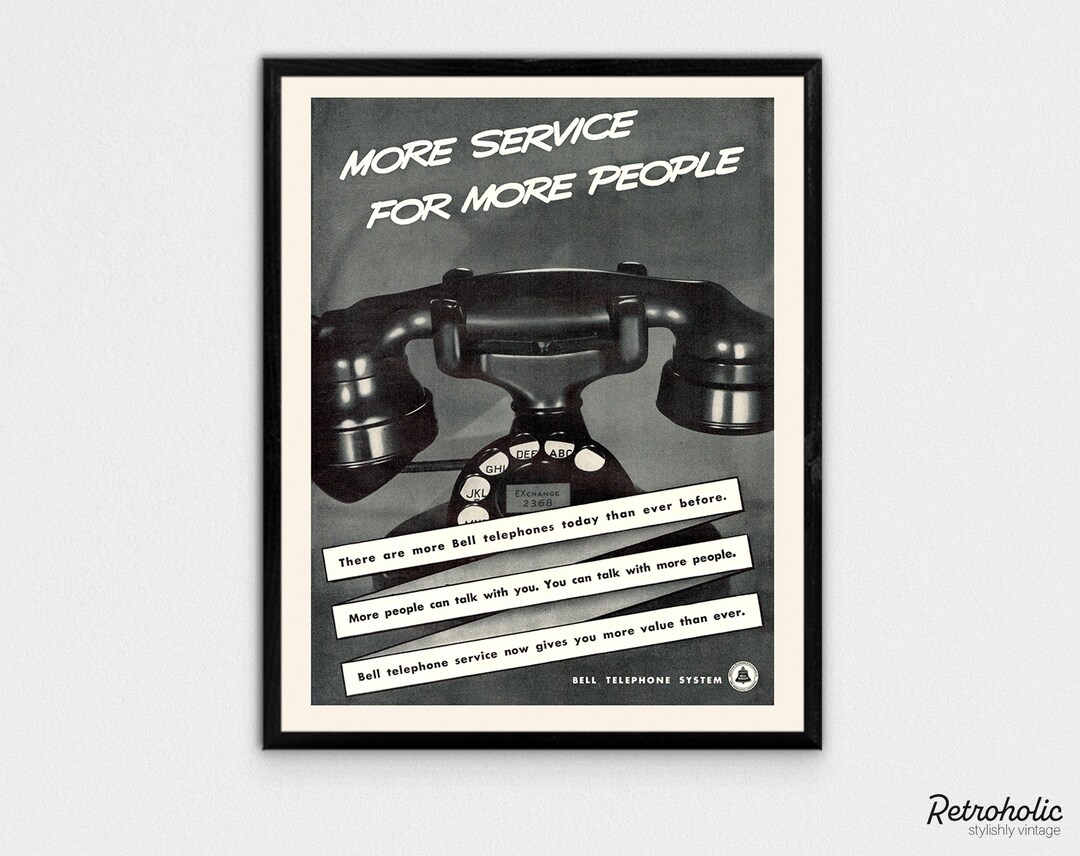 Antique Phone Ad, Retro Art Print, Vintage Phone Print, Bell Telephone ...