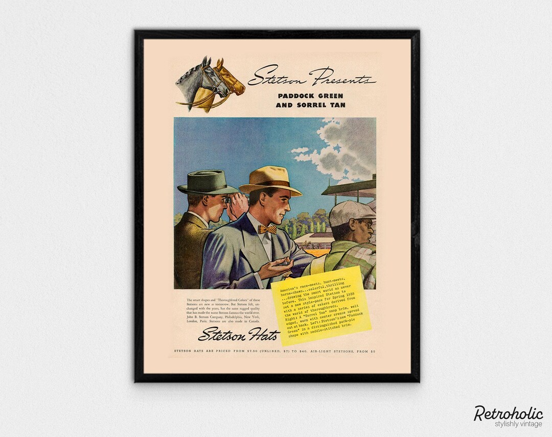 Retro MENS FASHION AD, Vintage Men's Hat Poster, Gift for Him, Vintage ...