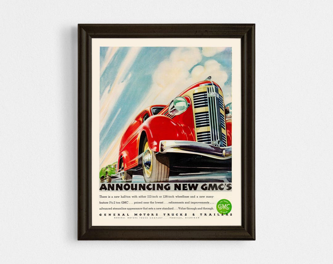 VINTAGE AUTOMOBILE POSTER, 1936 Gmc Car Ad, Nostalgic Car Room Decor ...