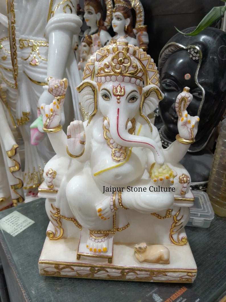 Ganesh Ji Premium Marble Murti for Temple 12, Marble Ganesh Statue for ...