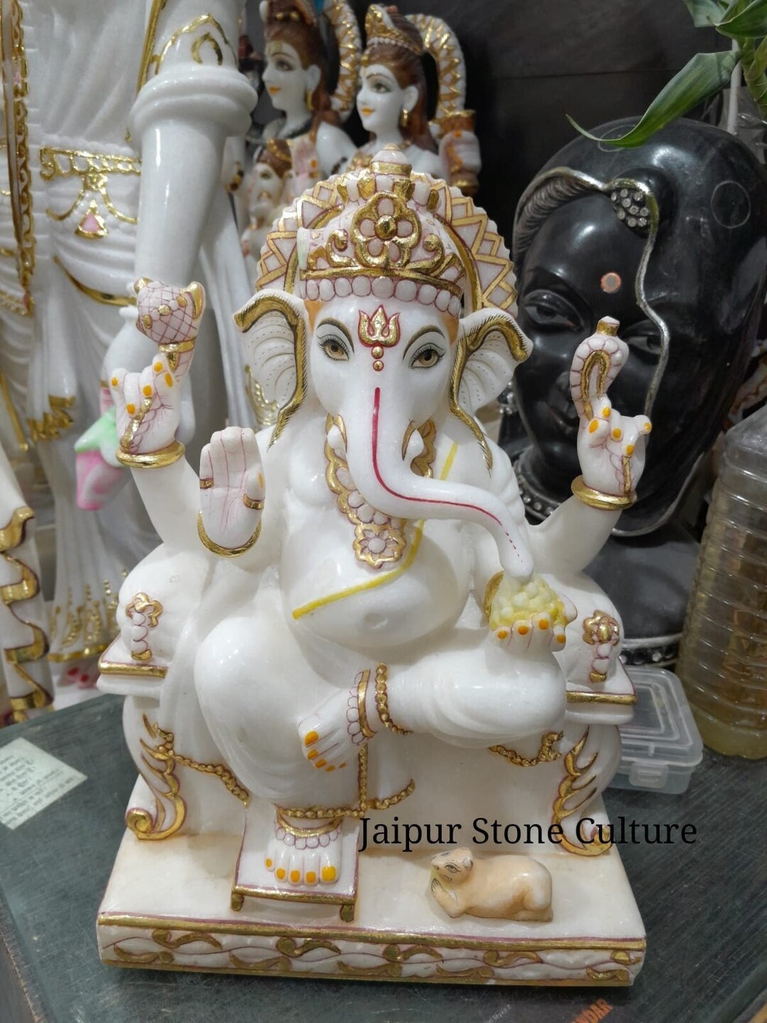 Ganesh Ji Premium Marble Murti for Temple 12, Marble Ganesh Statue for ...