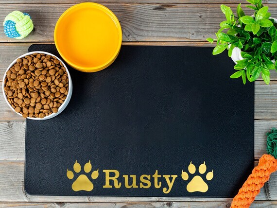 Personalized Dog Placemat Custom Dog Food Mat Leather Dog - Etsy