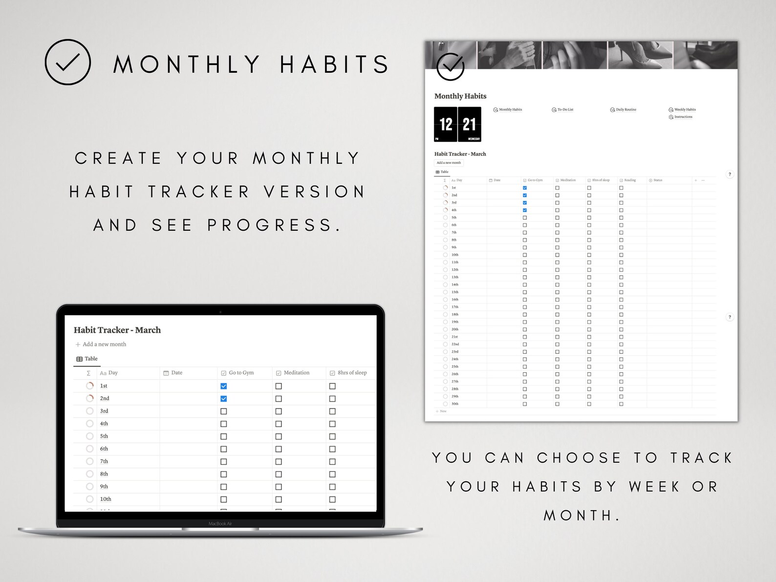 Notion Monthly Habit Tracker Digital Aesthetic Notion Template Daily ...