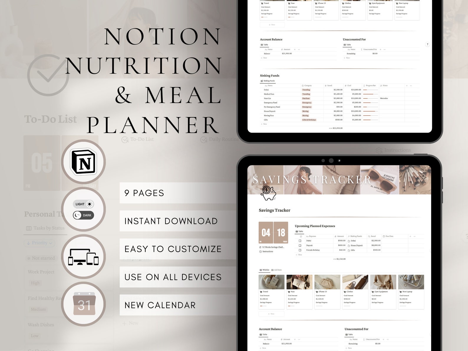 Meal Planner Notion Template | Daily, Weekly, Monthly Menu Planner ...