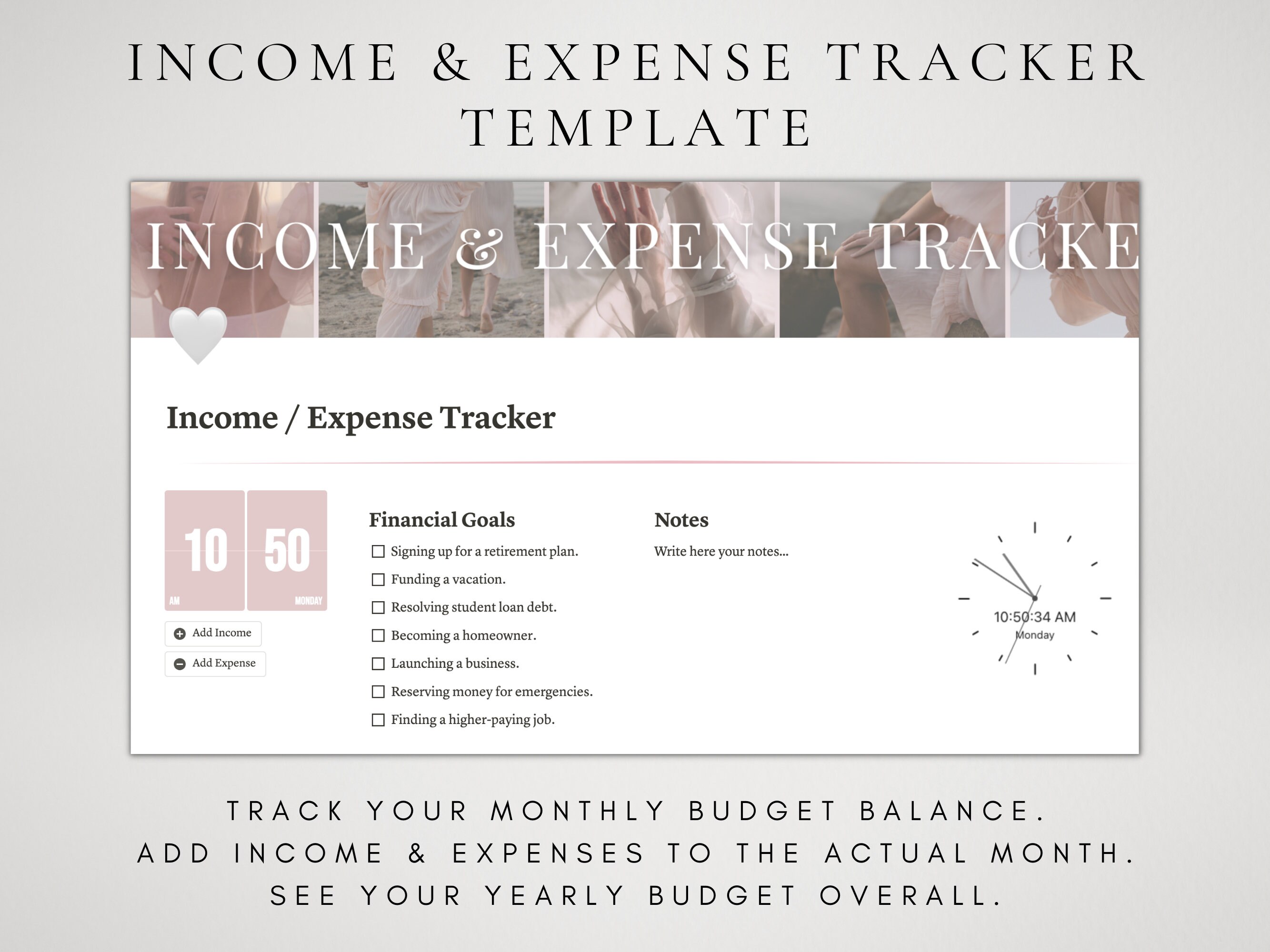 Digital Notion Income & Expense Tracker | Annual Budget Tracker ...