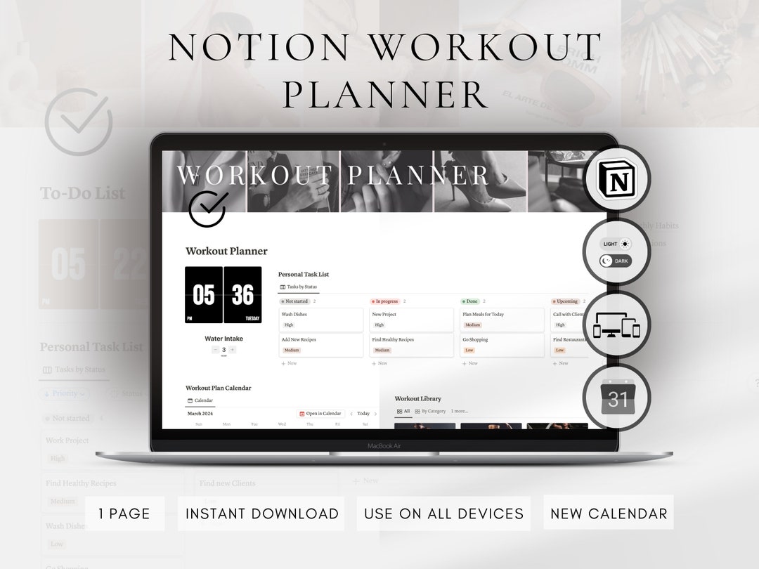 Notion Workout Planner: Digital Fitness Tracker Template (PDF) - Etsy