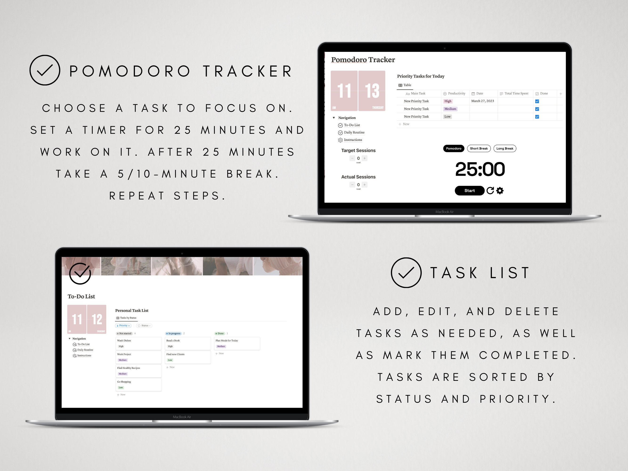 Digital Pomodoro Tracker Template for Notion | Work Planner Notion ...