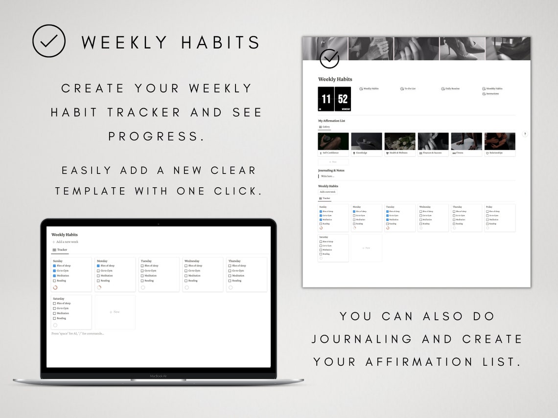 Notion Monthly Habit Tracker Digital Aesthetic Notion Template Daily ...