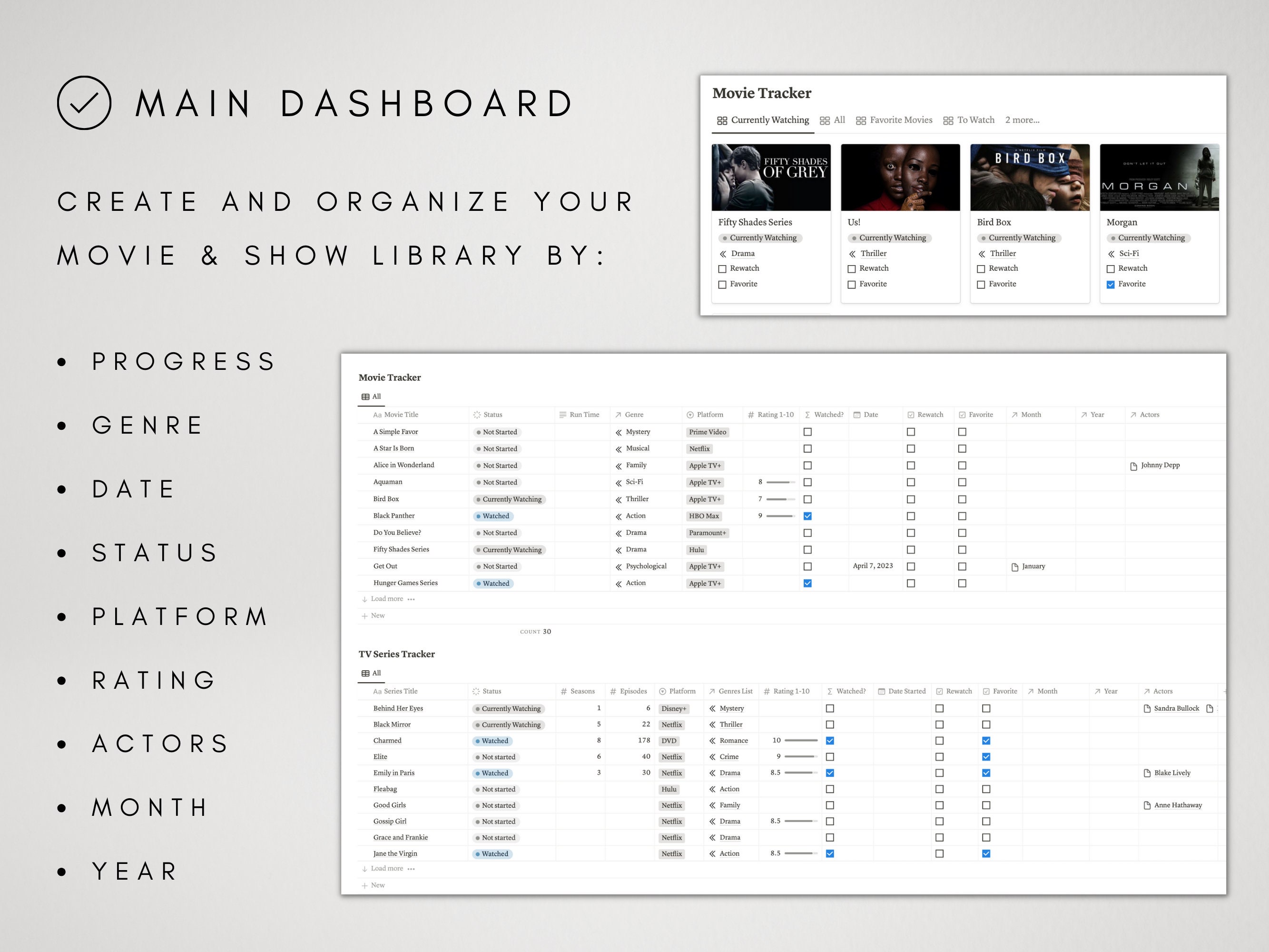 Digital Notion Movie & TV Show Tracker | Actor List | Watching ...
