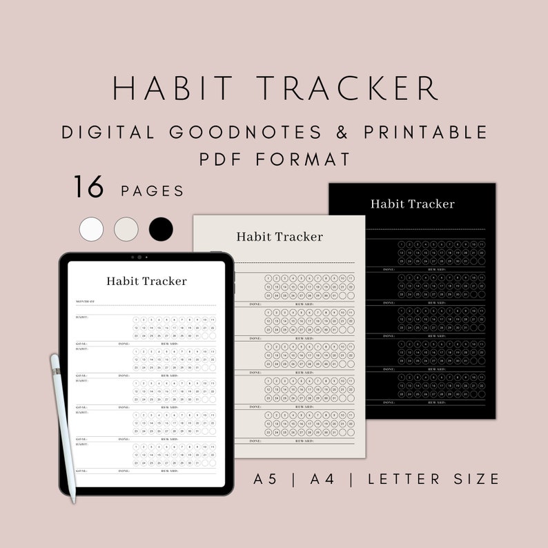 Habit Tracker Printable Digital Goodnotes Wellness Planner Daily ...