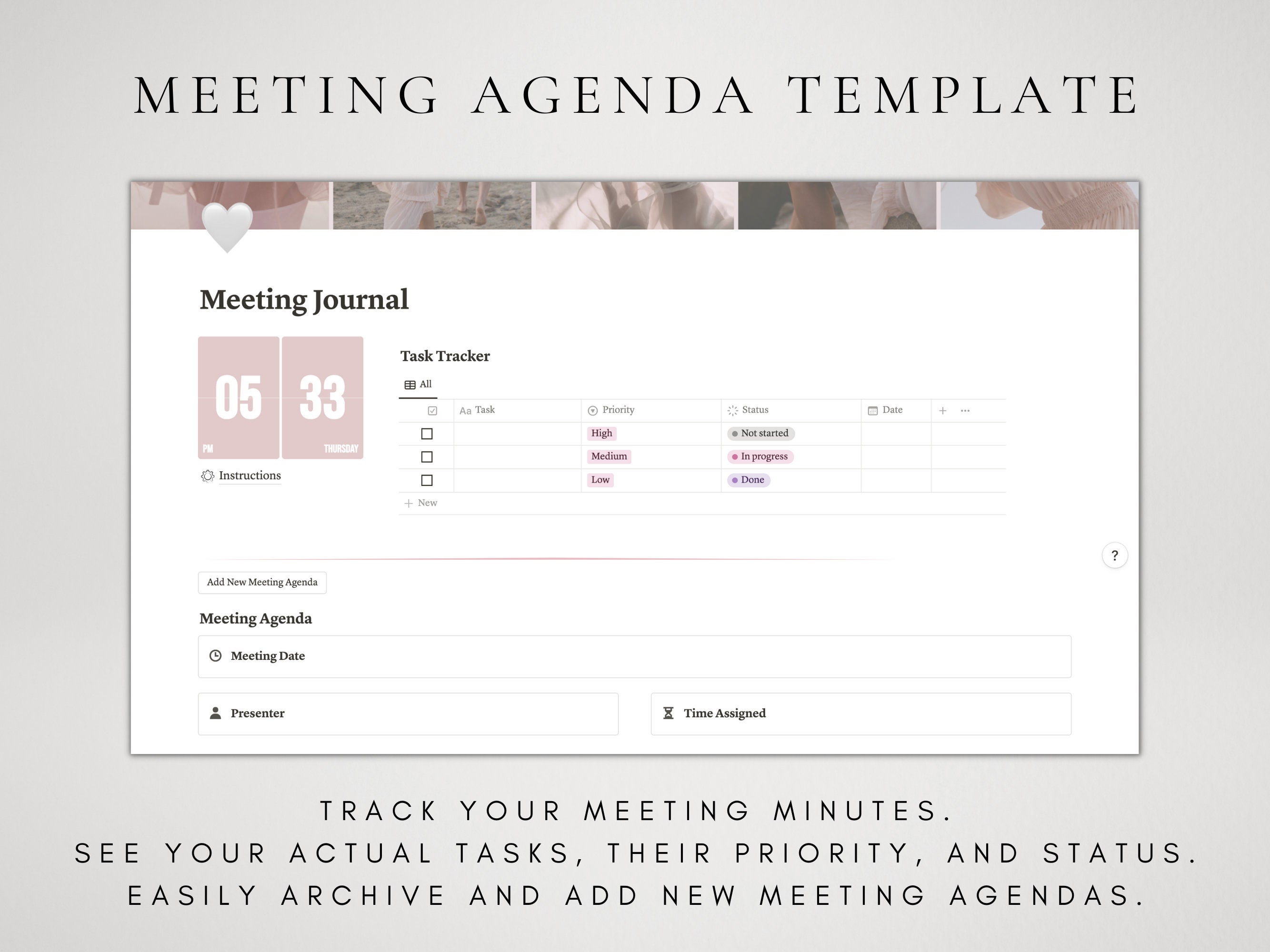 Digital Meeting Minutes & Agenda Template | Notion Meeting Journal ...