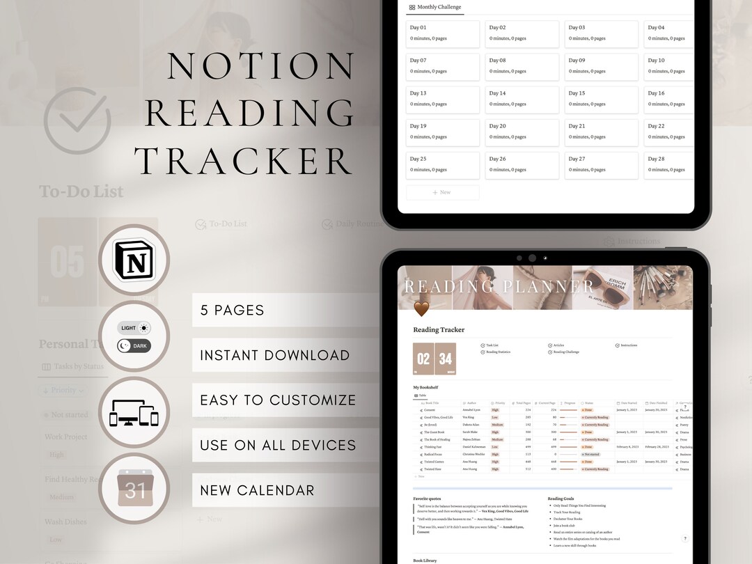 Ultimate Notion Reading Tracker 2024 Book Tracker Digital Reading Log ...