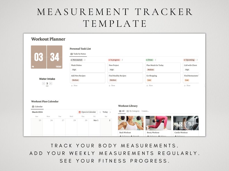 Body Measurements Tracker Template Digital Notion Planner Body ...