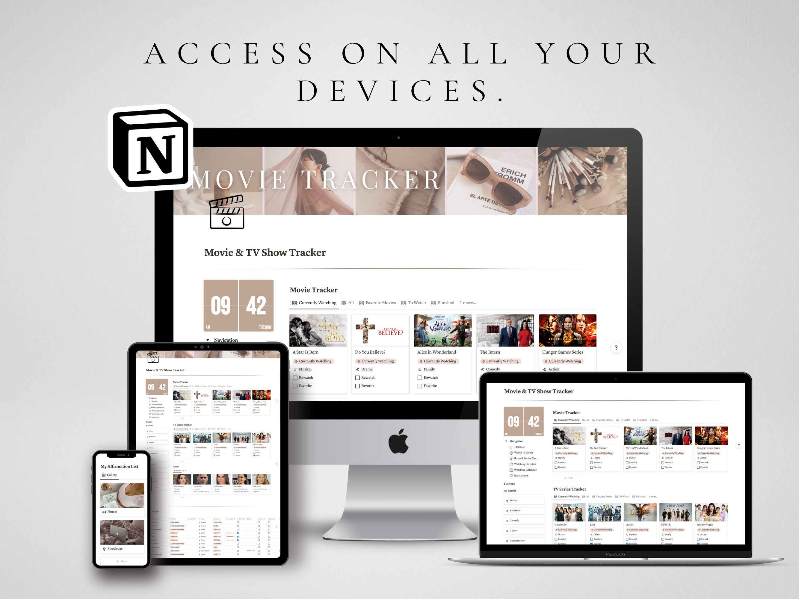 Digital Movies & Series Journal Notion Movie Planner TV Show and Movie ...