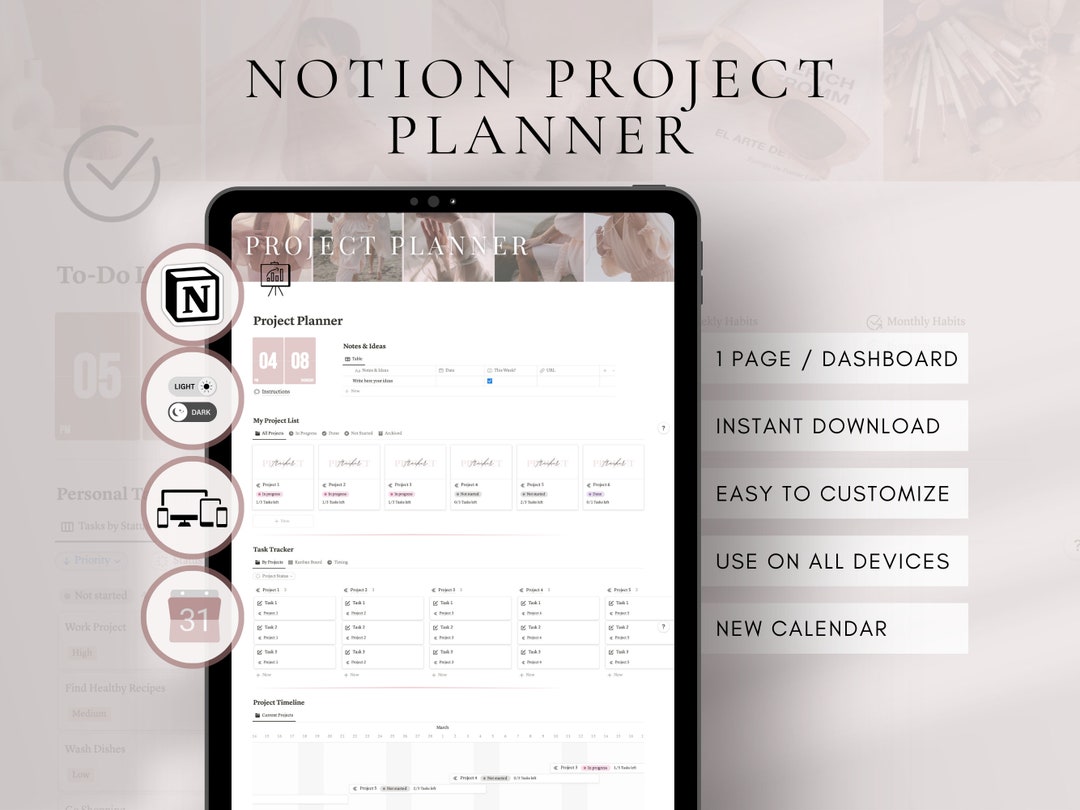 Notion Project Tracker Template: Productivity Planner (digital Download ...