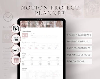 Digital Notion Project Management Planner Template - Etsy