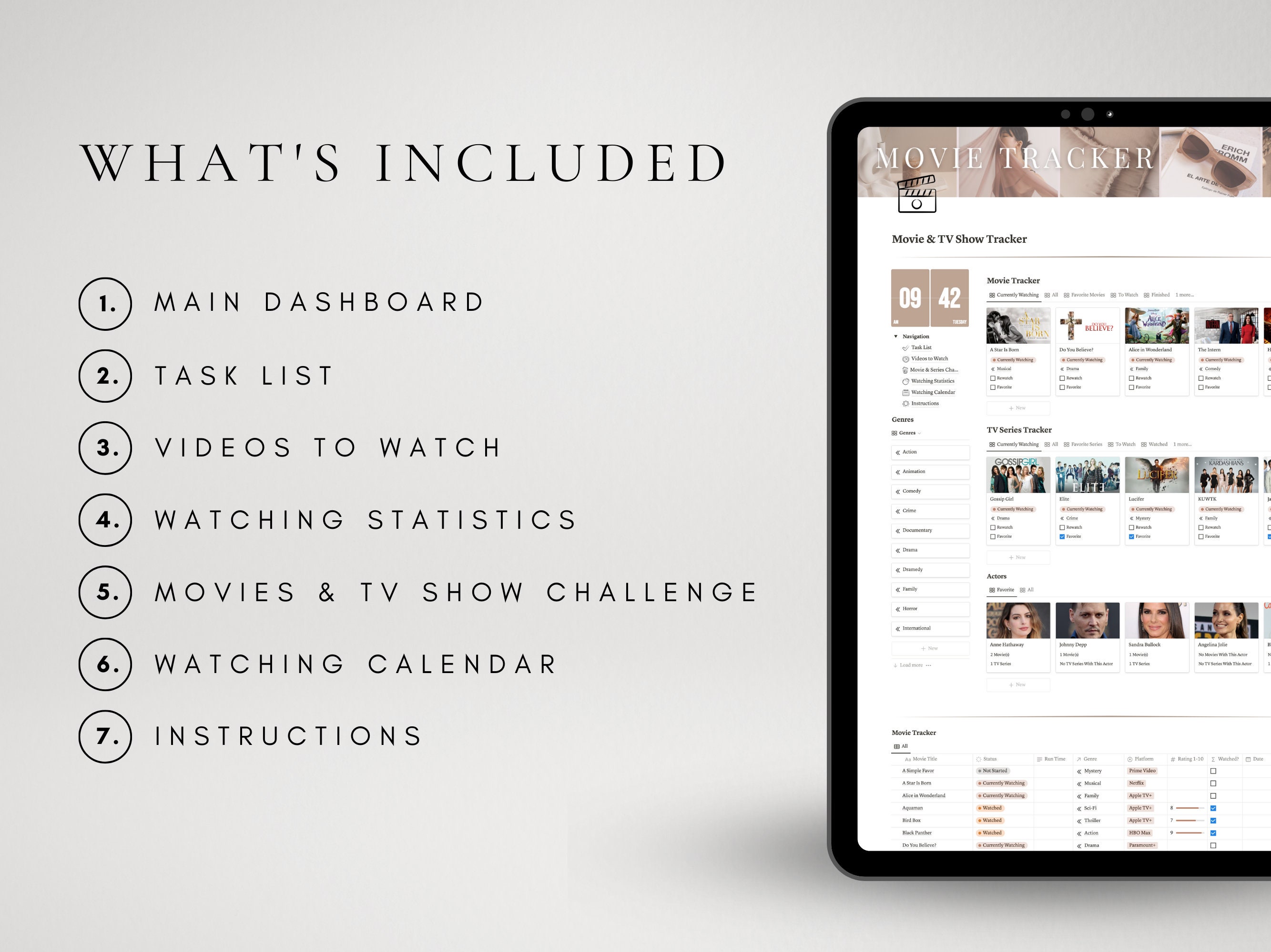 Digital Movies & Series Journal Notion Movie Planner TV Show and Movie ...