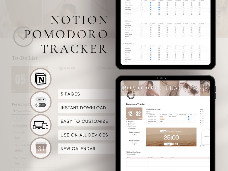 Notion Pomodoro Tracker Template | Work From Home Planner ...