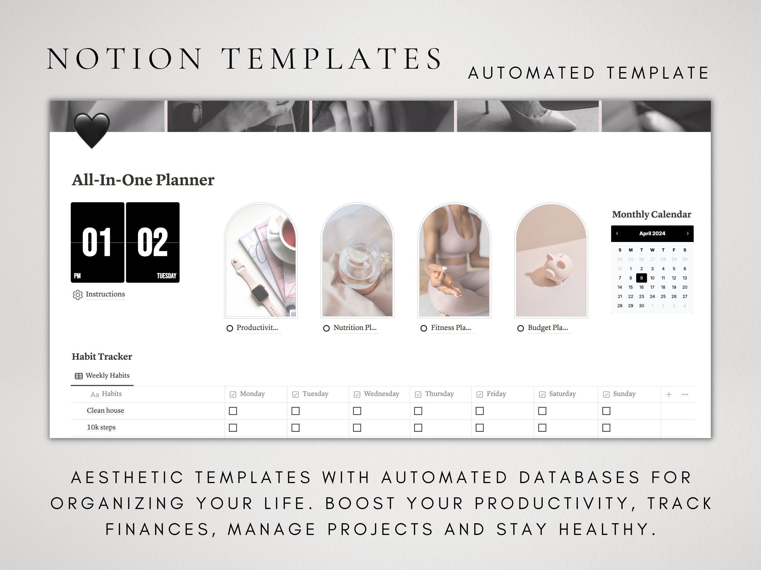 Notion All in One Planner Template | Notion Life Planner | Adhd Notion ...