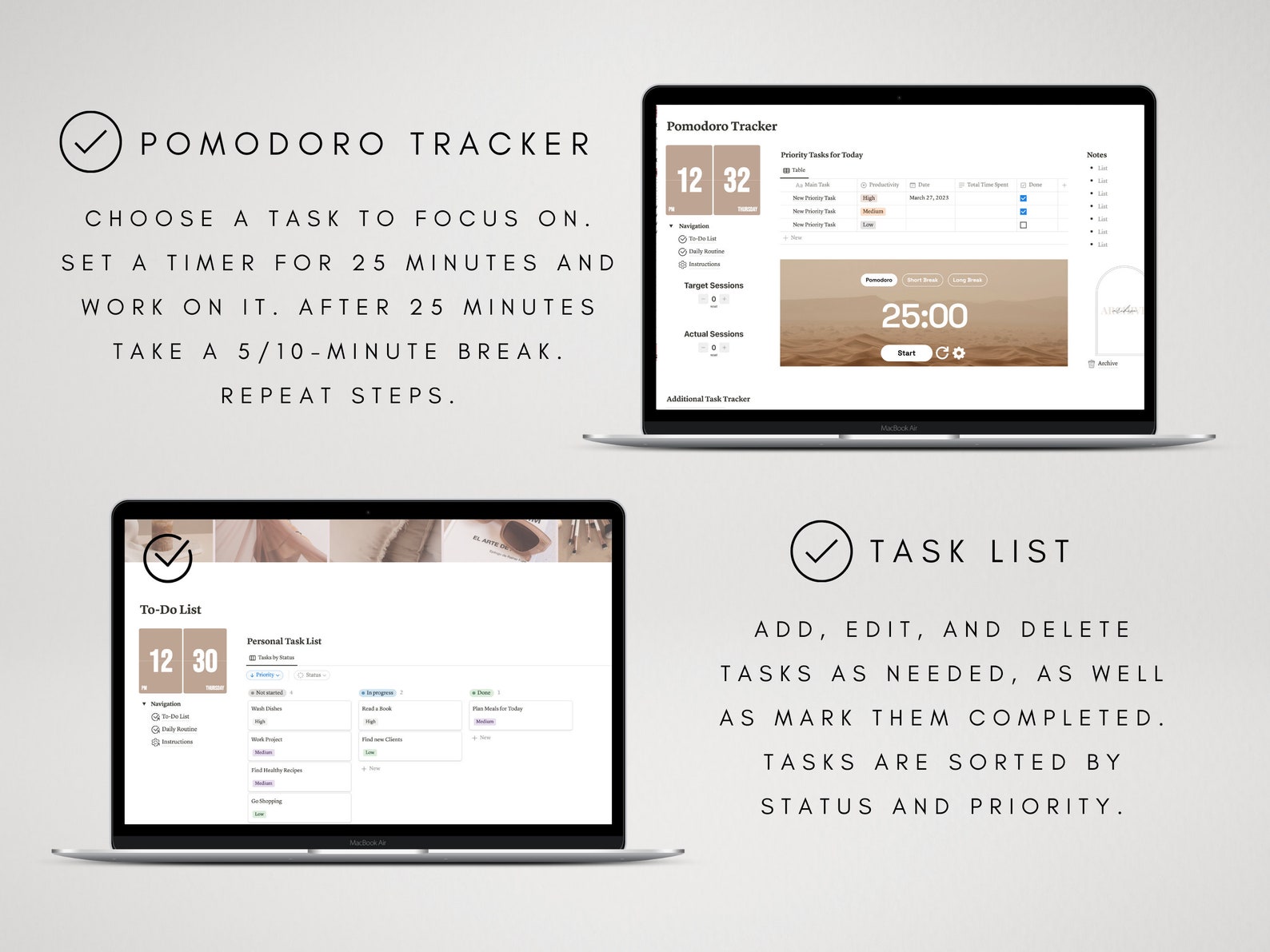 Notion Pomodoro Tracker Template Work From Home Planner Productivity ...